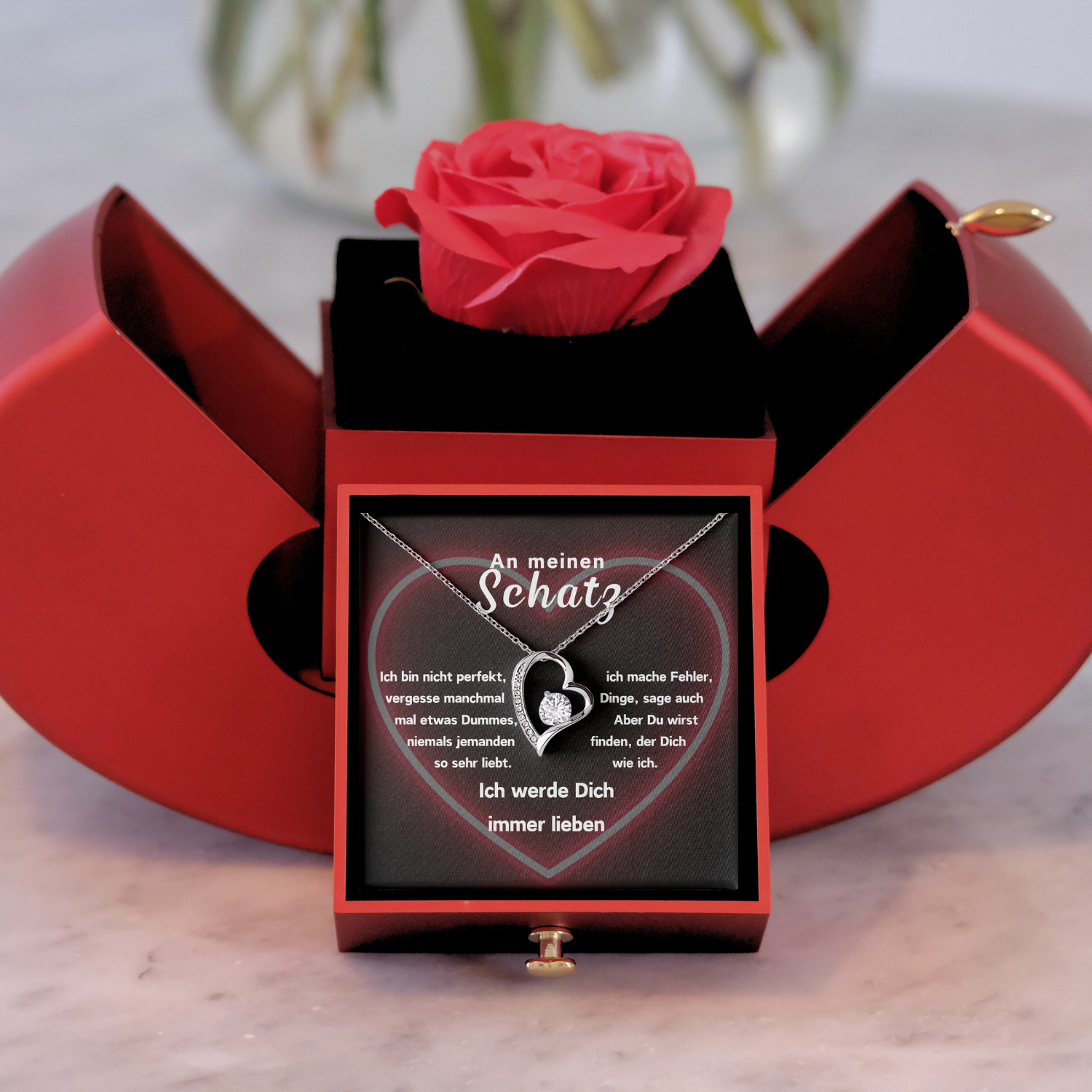 Ewige Rose – Herz-Halskette – Für meinen Schatz-L2-T12-APPEL BOX ...